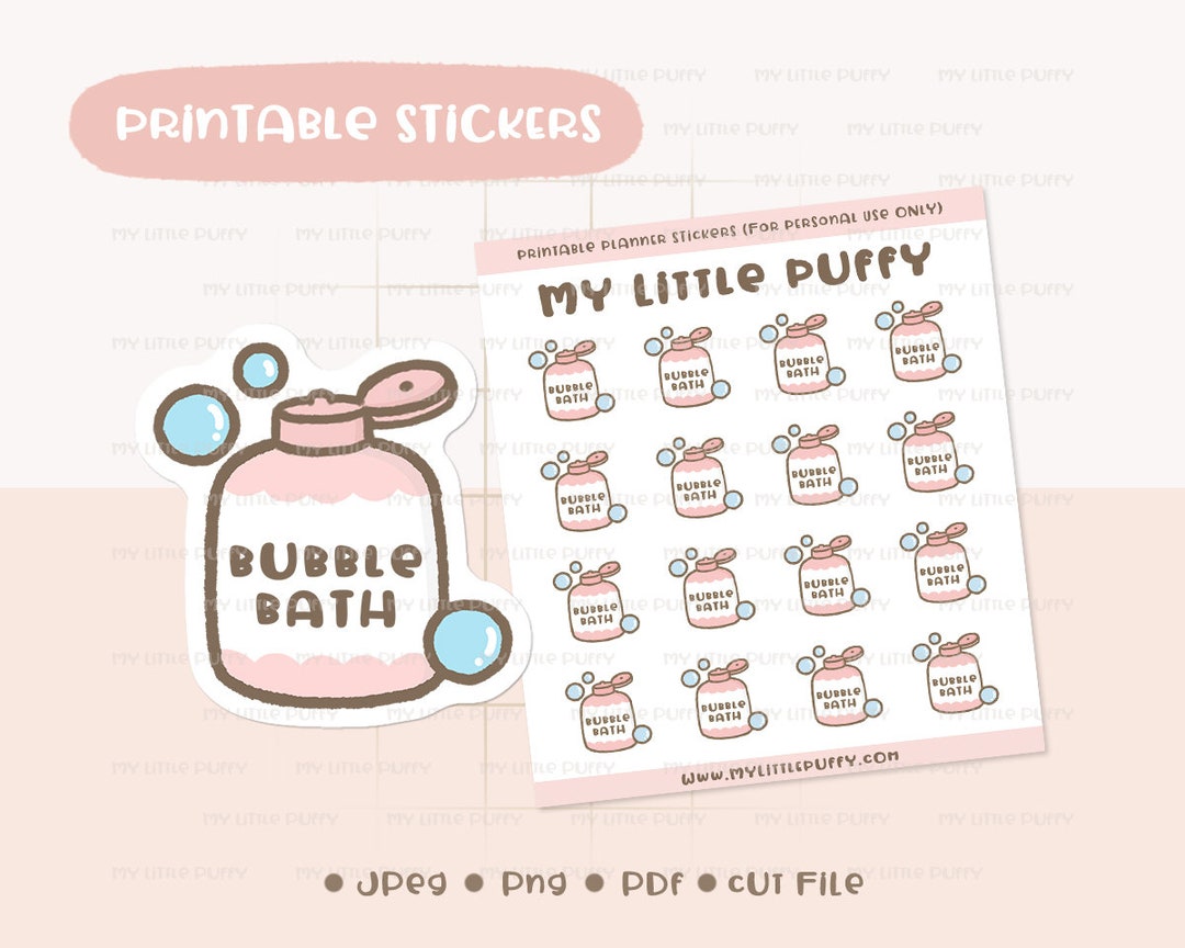 Cute Bubble Bath Planner Sticker/ Bubble Bath Printable Planner Sticker ...
