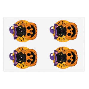Cute Black Cat in Witch Hat Sticker/cute Black Kitten With Pumpkin ...