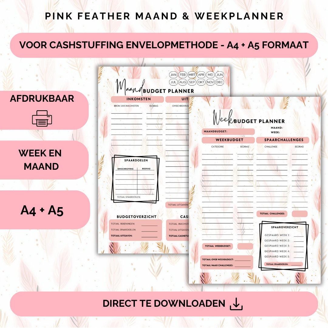 Monthly and Weekly Budget Planners for Cash Stuffing, A4 and A5 Format ...