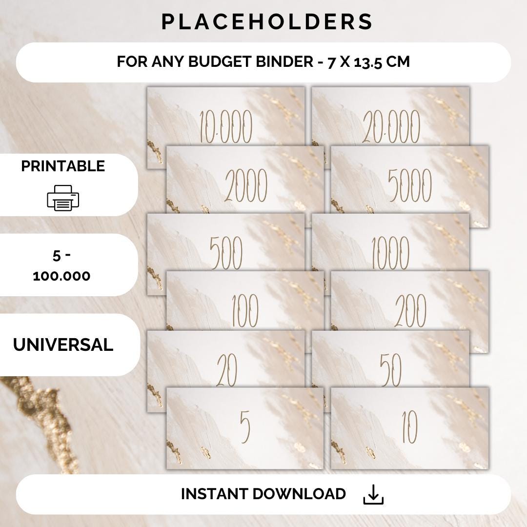 Printable Cash Placeholders for Savings, Budget Binder Cash Envelope ...