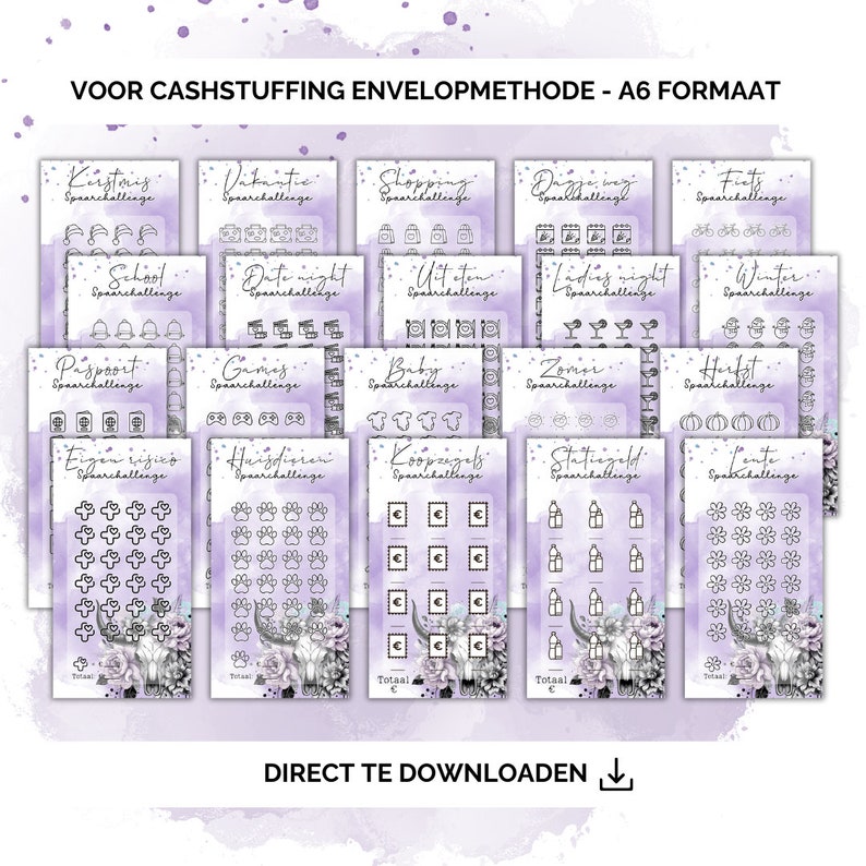 50 Challenges and Trackers for Cash Stuffing, A6 Budget Binder, Digital ...