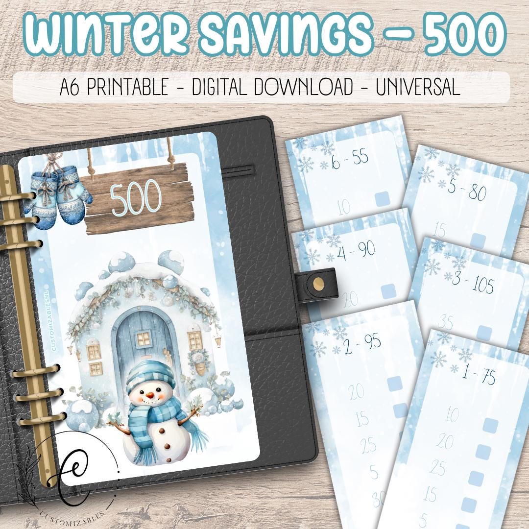 Winter Savings Challenge - Money Tracker Printable for Kids & Beginners ...