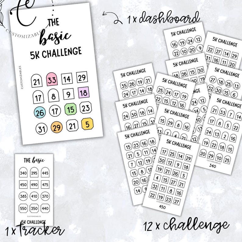 The Basic 5K Savings Challenge - Save 5000 Money Tracker Printable, A6 ...