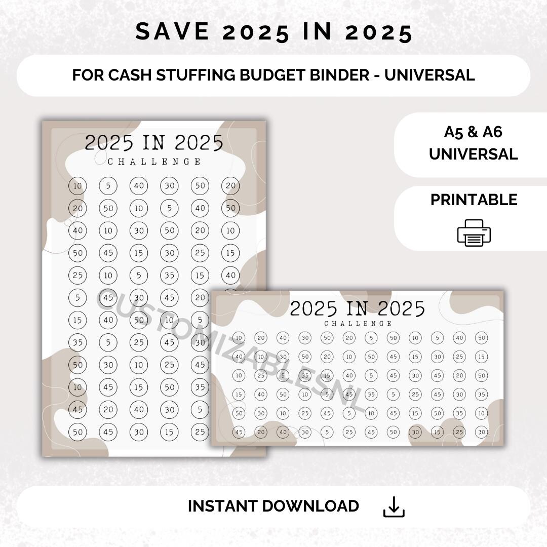 2025 Savings Challenge Printable – A6 & A5 Budget Tracker, Cash ...