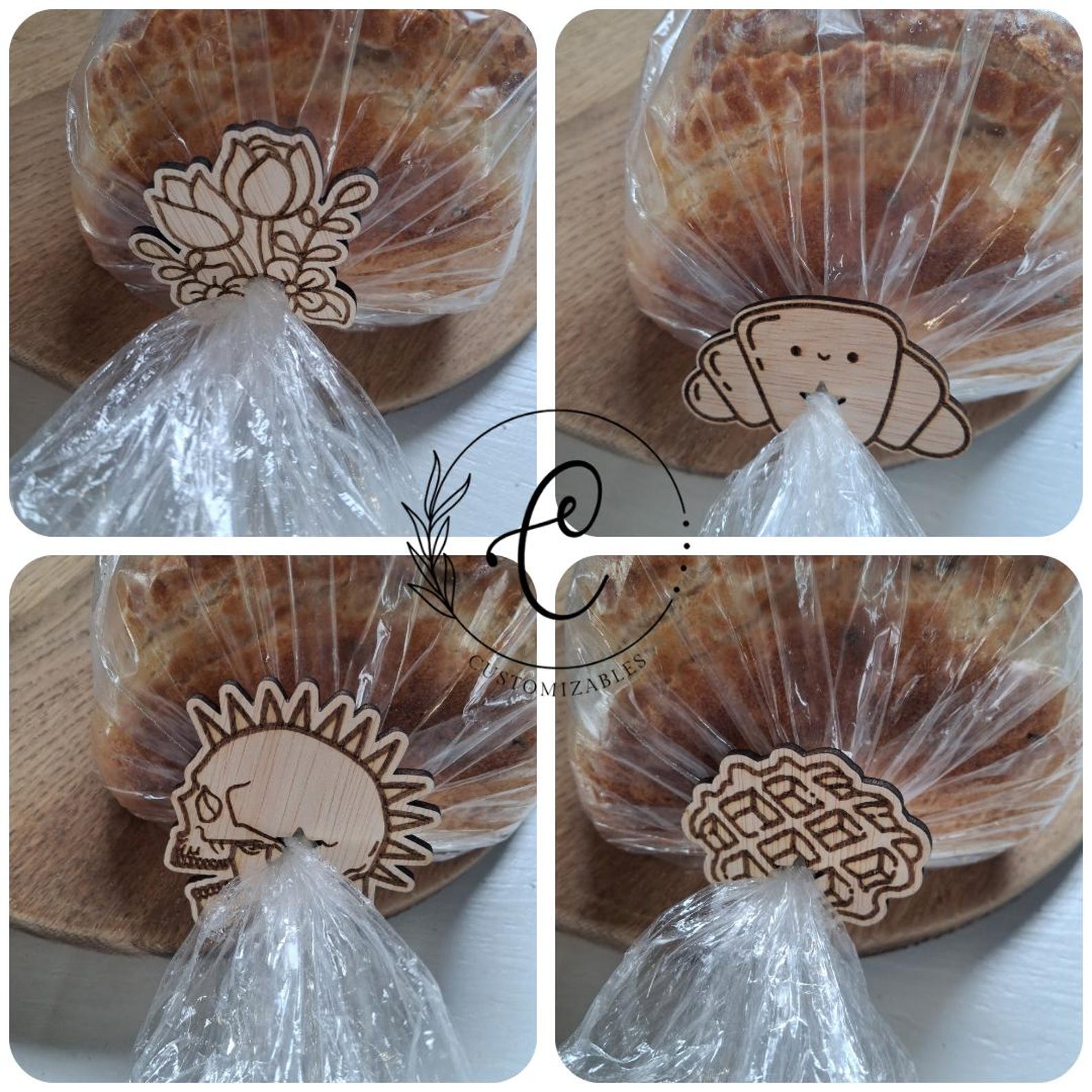 20 Funny Wooden Bread Clips SVG Laser Cut Bag Clip File, Bread Tag ...