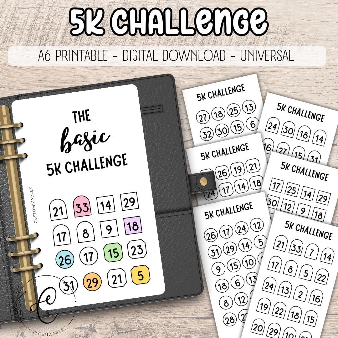 The Basic 5K Savings Challenge - Save 5000 Money Tracker Printable, A6 ...