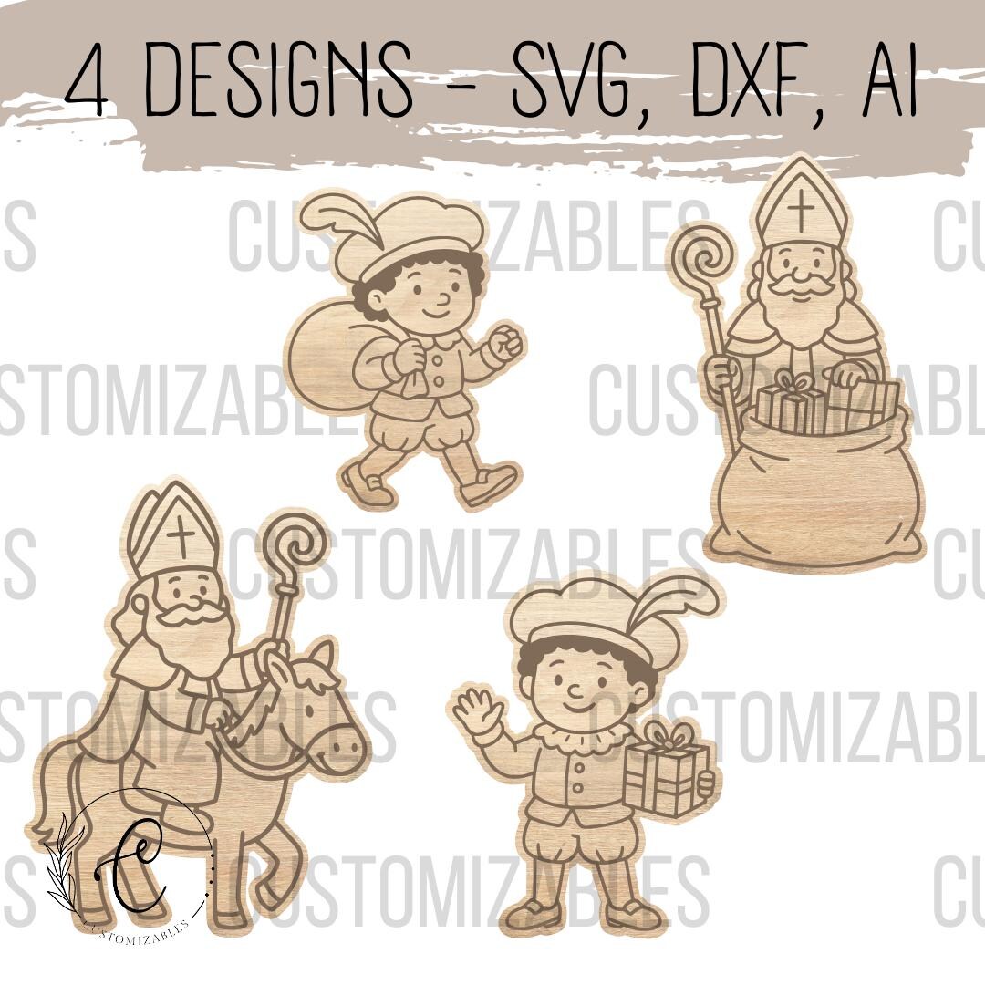 Sinterklaas SVG, DXF, AI Bundle – Set of 4 Designs – Dutch Sint ...
