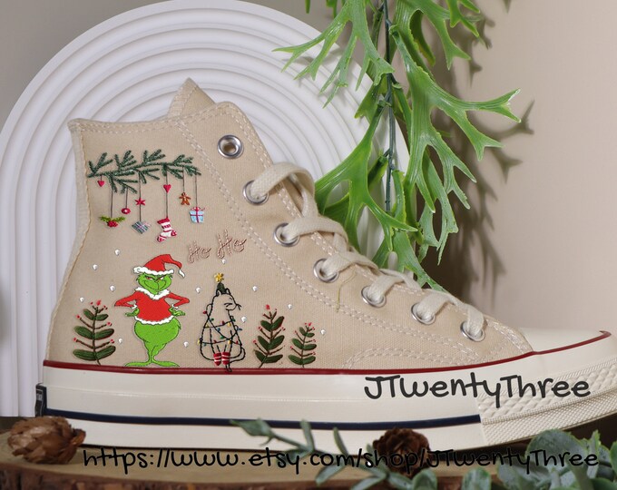 Converse Hand Painted Large Grinch Converse - Etsy
