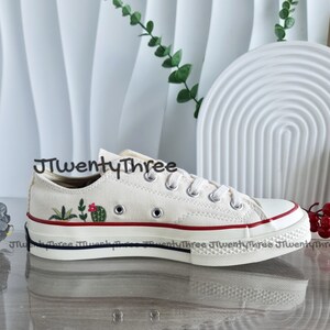 Cactus Embroidered Converse Low Tops, Custom Cactus Desert Plant ...
