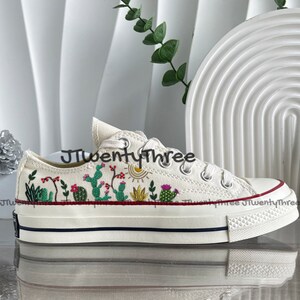 Cactus Embroidered Converse Low Tops, Custom Cactus Desert Plant ...