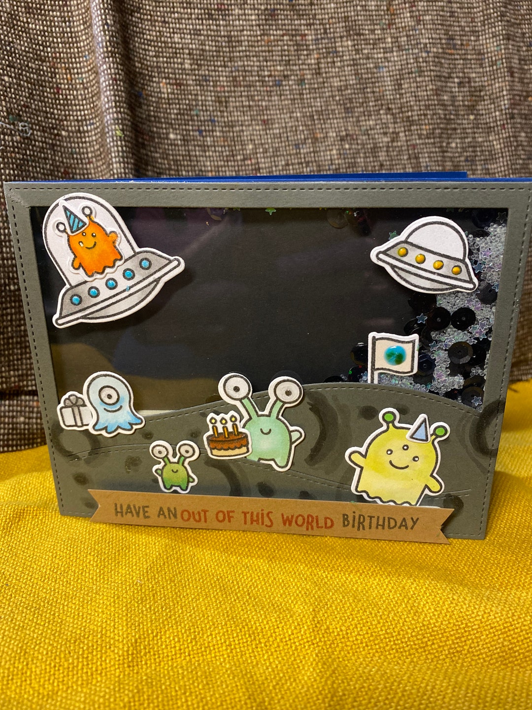 Alien ,space Birthday Card - Etsy Denmark