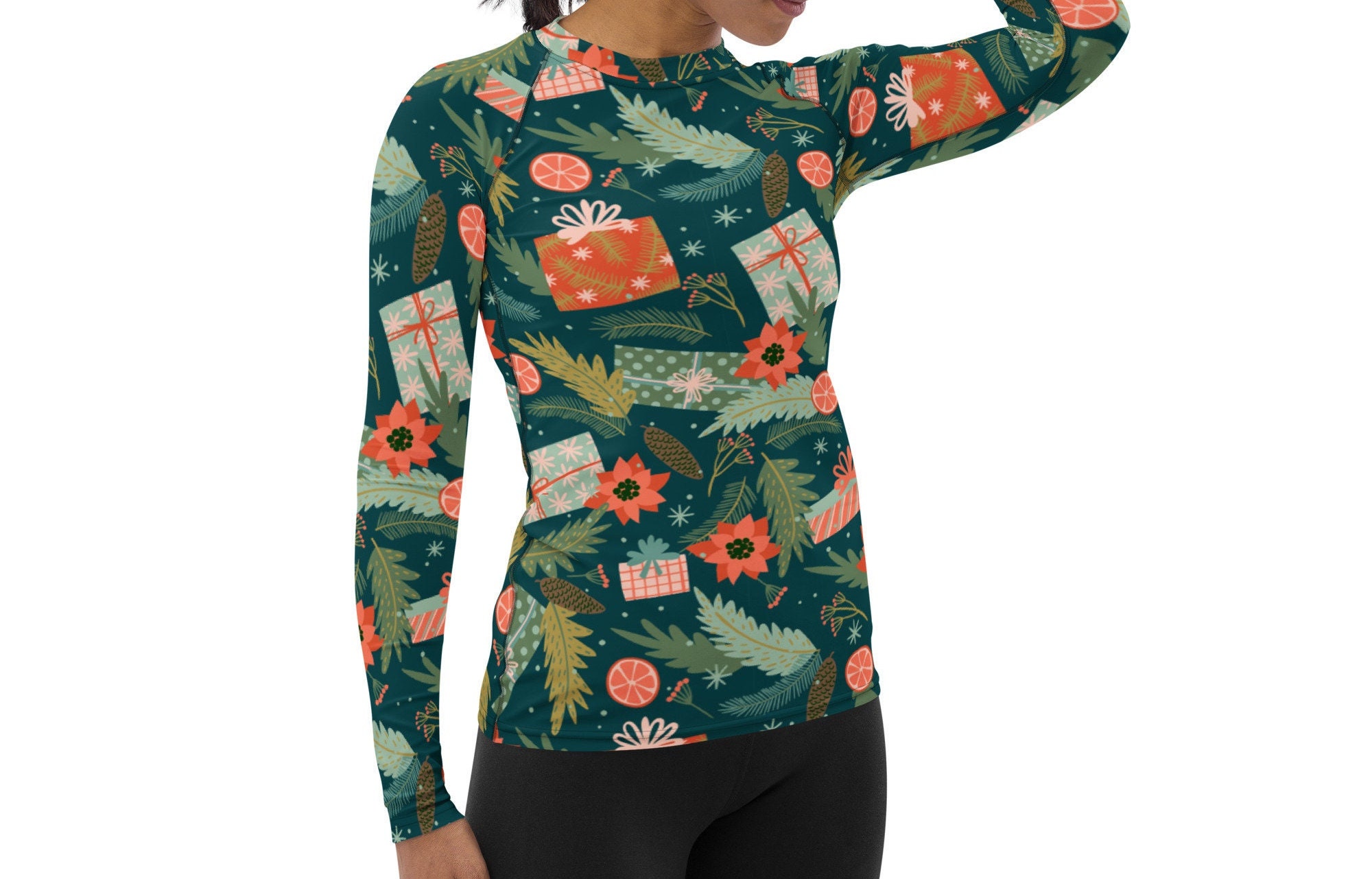 Christmas Rash Guards Womens Rash Guard Christmas Rash - Etsy Australia
