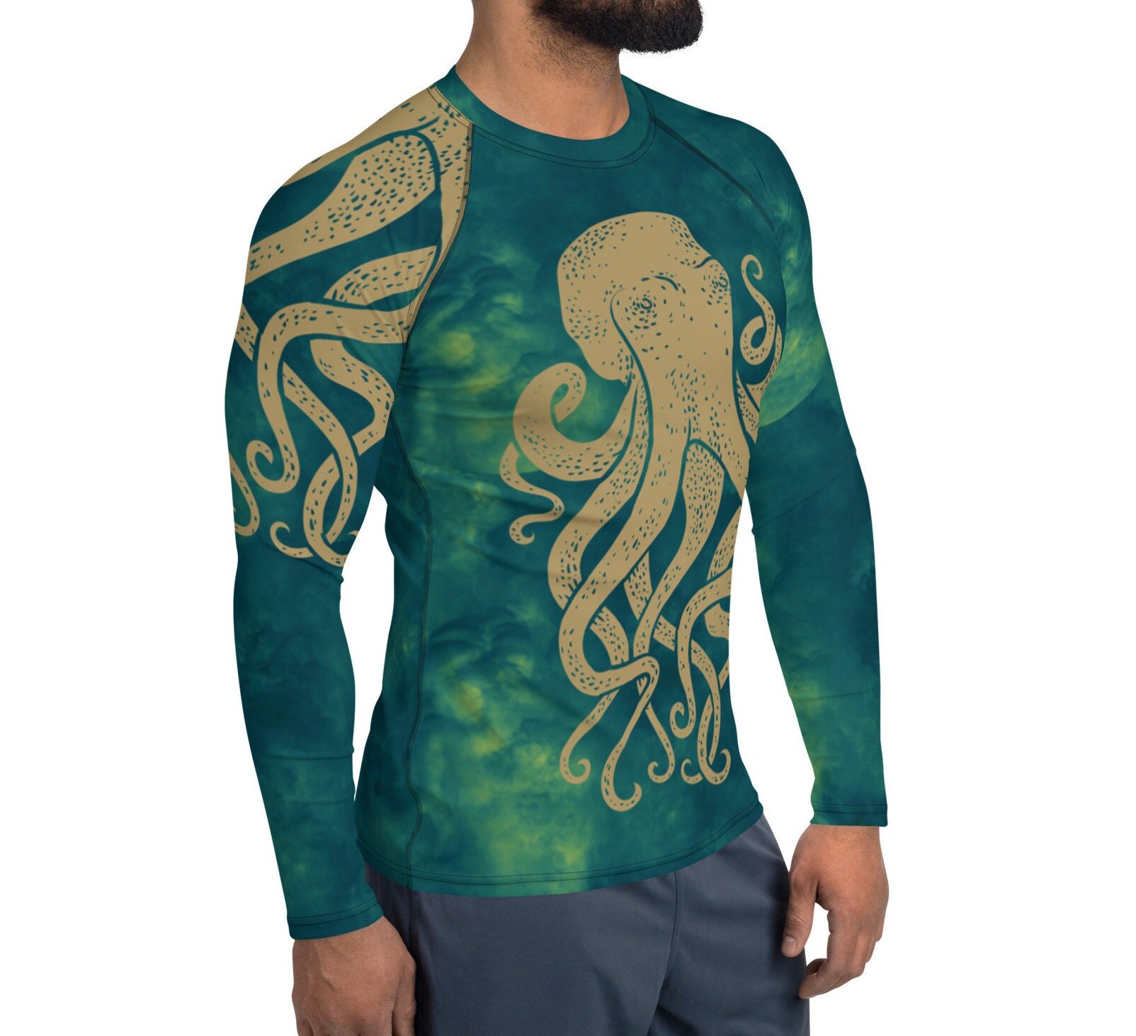 Aquatic Collection: Octopus Rash Guard Rash Guard Men's - Etsy