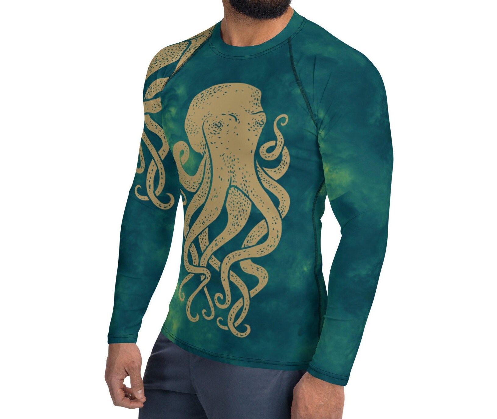 Aquatic Collection: Octopus Rash Guard Rash Guard Men's - Etsy