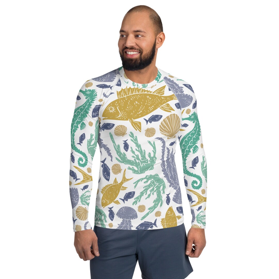 Aquatic Collection: Abstract Fish Rash Guard, Nautical Rash Guards ...