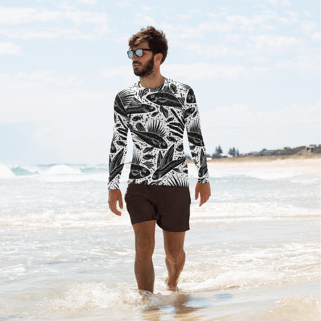 Aquatic Collection: Abstract Fish Rash Guard, Nautical Rash Guards ...