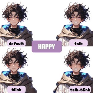 Pngtuber Male Model, Fuzzy Hair Man With Grey Cape, Kawaii Png Tuber ...