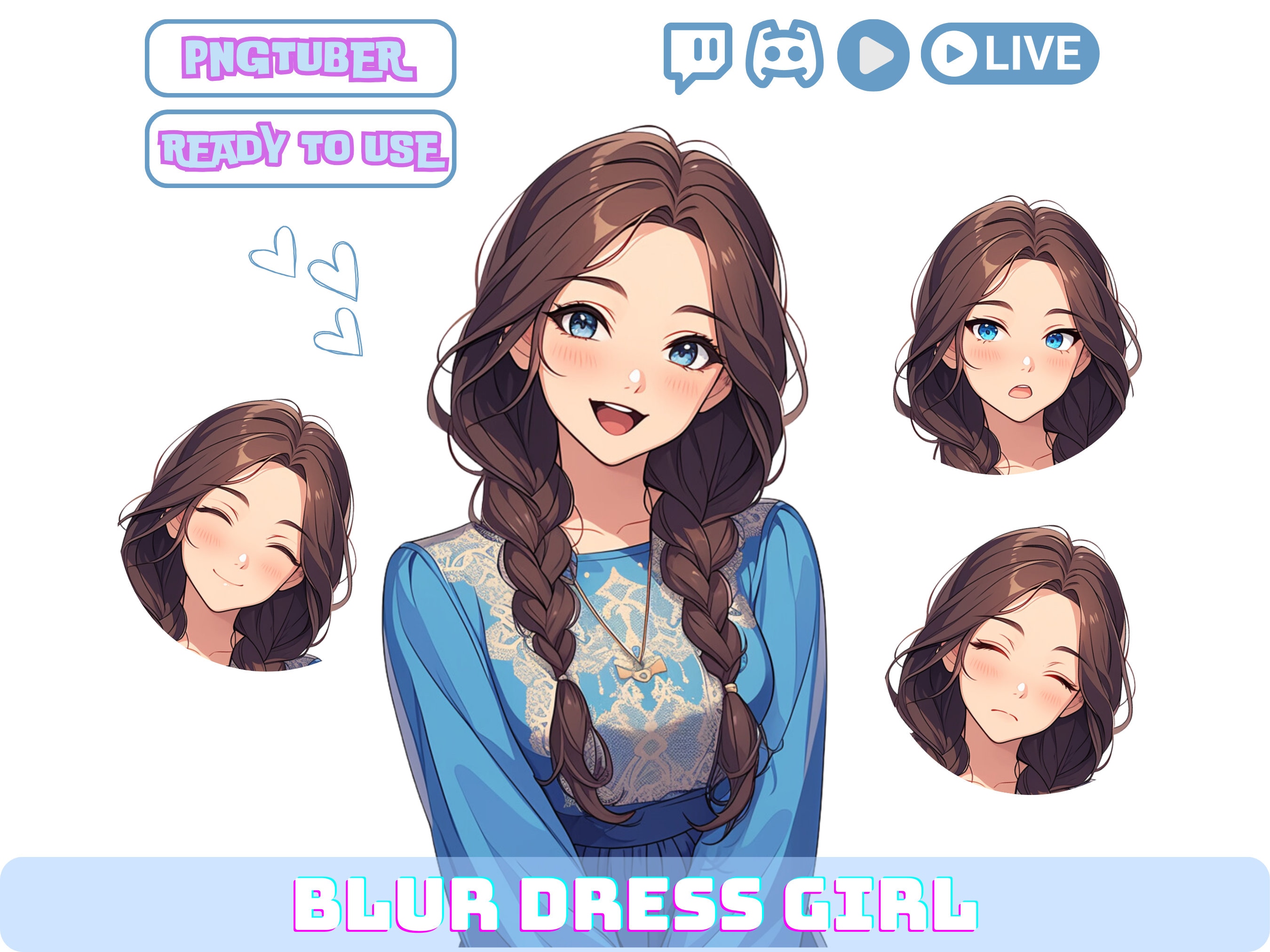 Pngtuber Avatar Anime Girl | Vtuber PNG Model for Twitch & Youtube ...