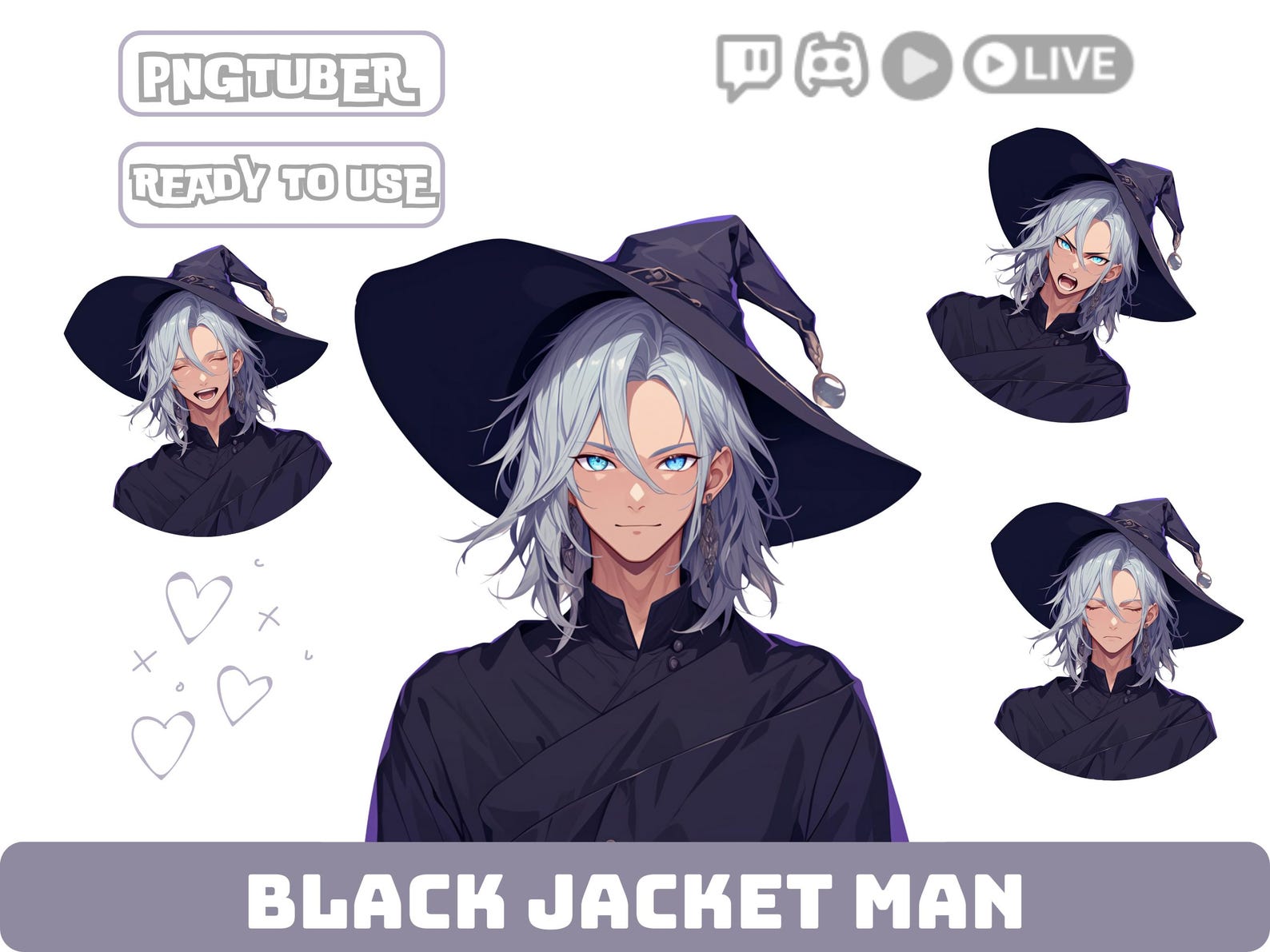 Pngtuber Avatar Anime Male | Vtuber PNG Model for Twitch & Youtube ...