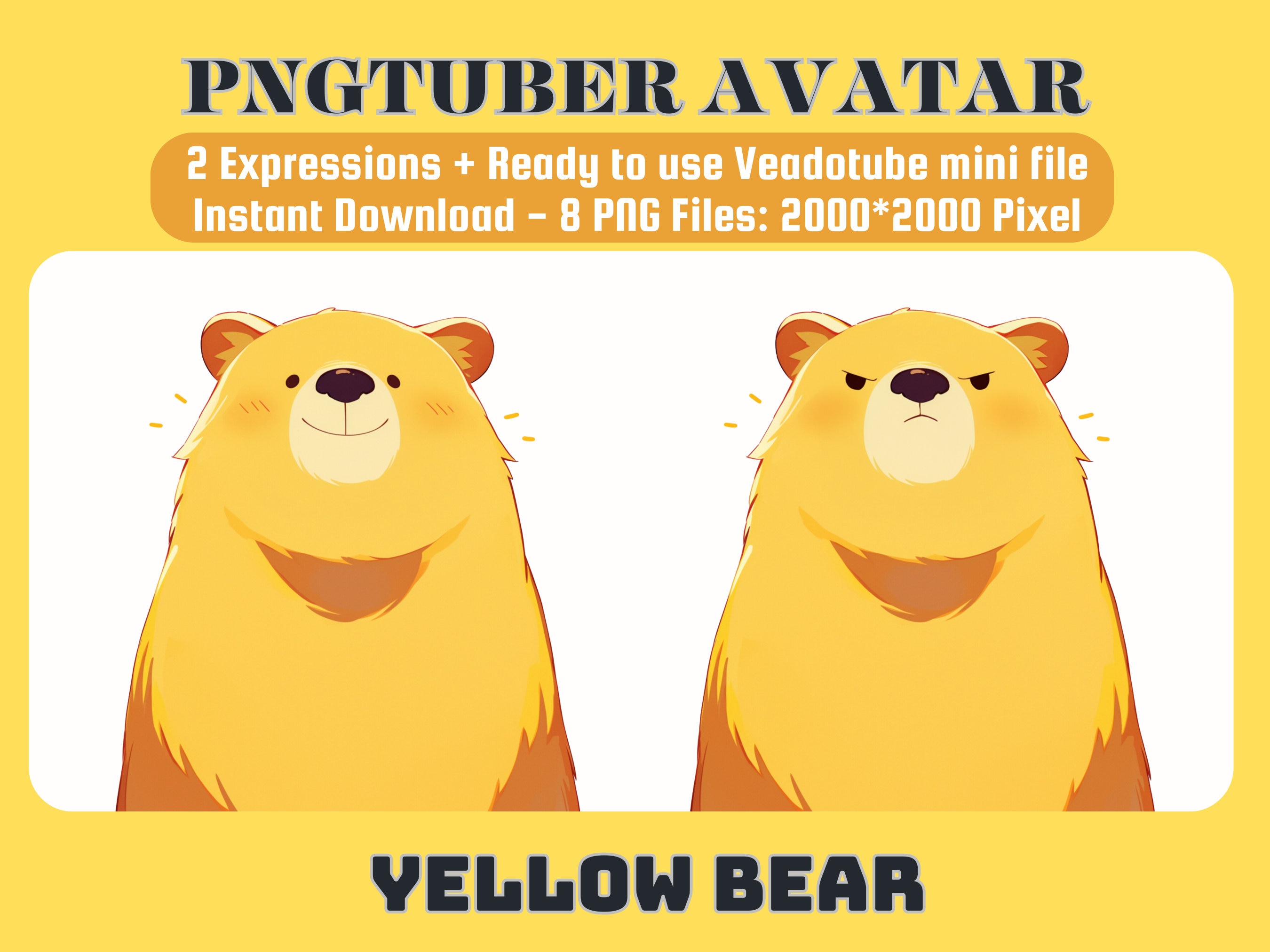 Pngtuber Avatar Anime Bear| Vtuber PNG Model for Twitch & Youtube ...