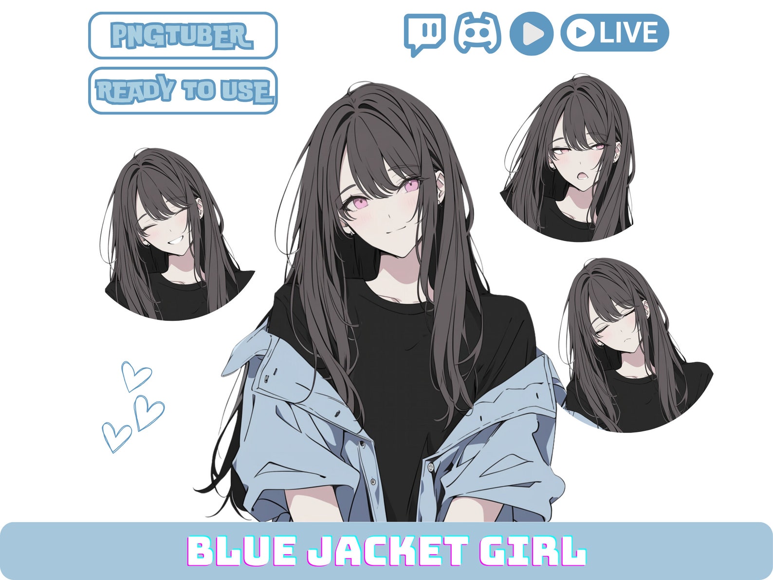 Pngtuber Avatar Anime Girl | Vtuber PNG Model for Twitch & Youtube ...