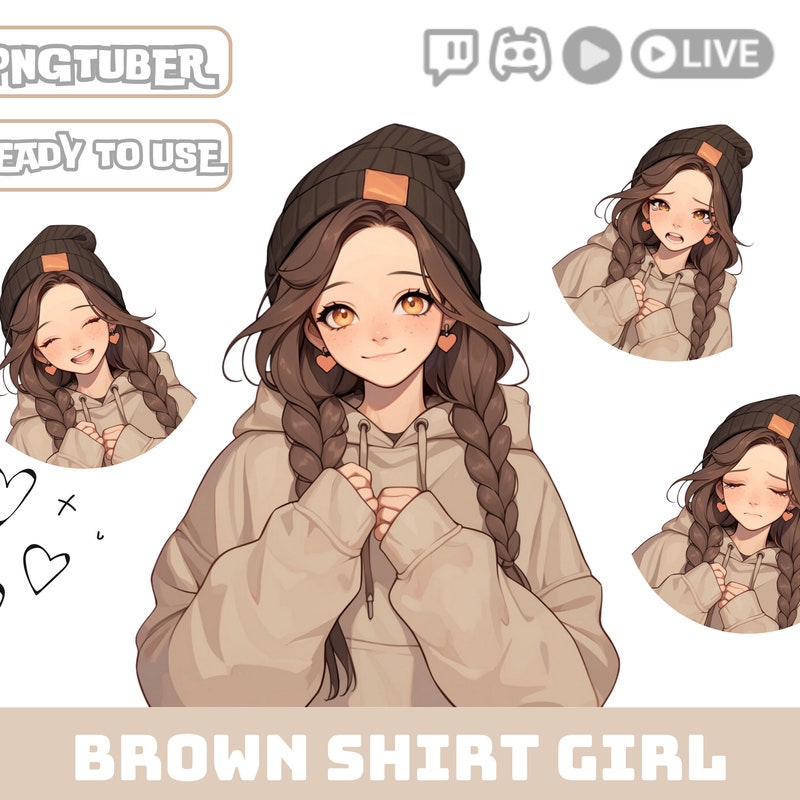 Vtuber Brown Hair Girl - Etsy