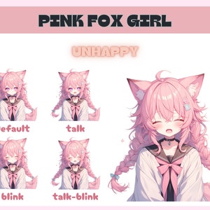 Pngtuber Girl, Pink Fox Girl With Tail, PNG Tuber Streaming Avatar ...