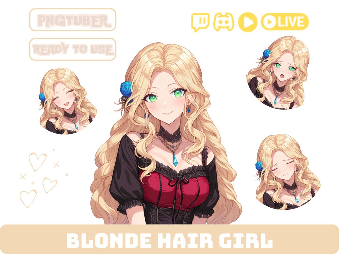 Blonde Anime Girl Pngtuber Model: Voice-reactive Vtuber Asset - Etsy Canada