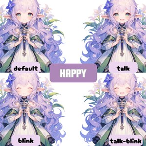 Pngtuber Girl, Purple Hair Elf Girl, PNG Tuber Streaming Avatar, Cute ...