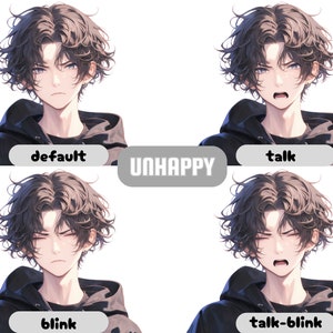 Pngtuber Male Model, Fuzzy Hair Man in Black Hoodie, Kawaii Png Tuber ...