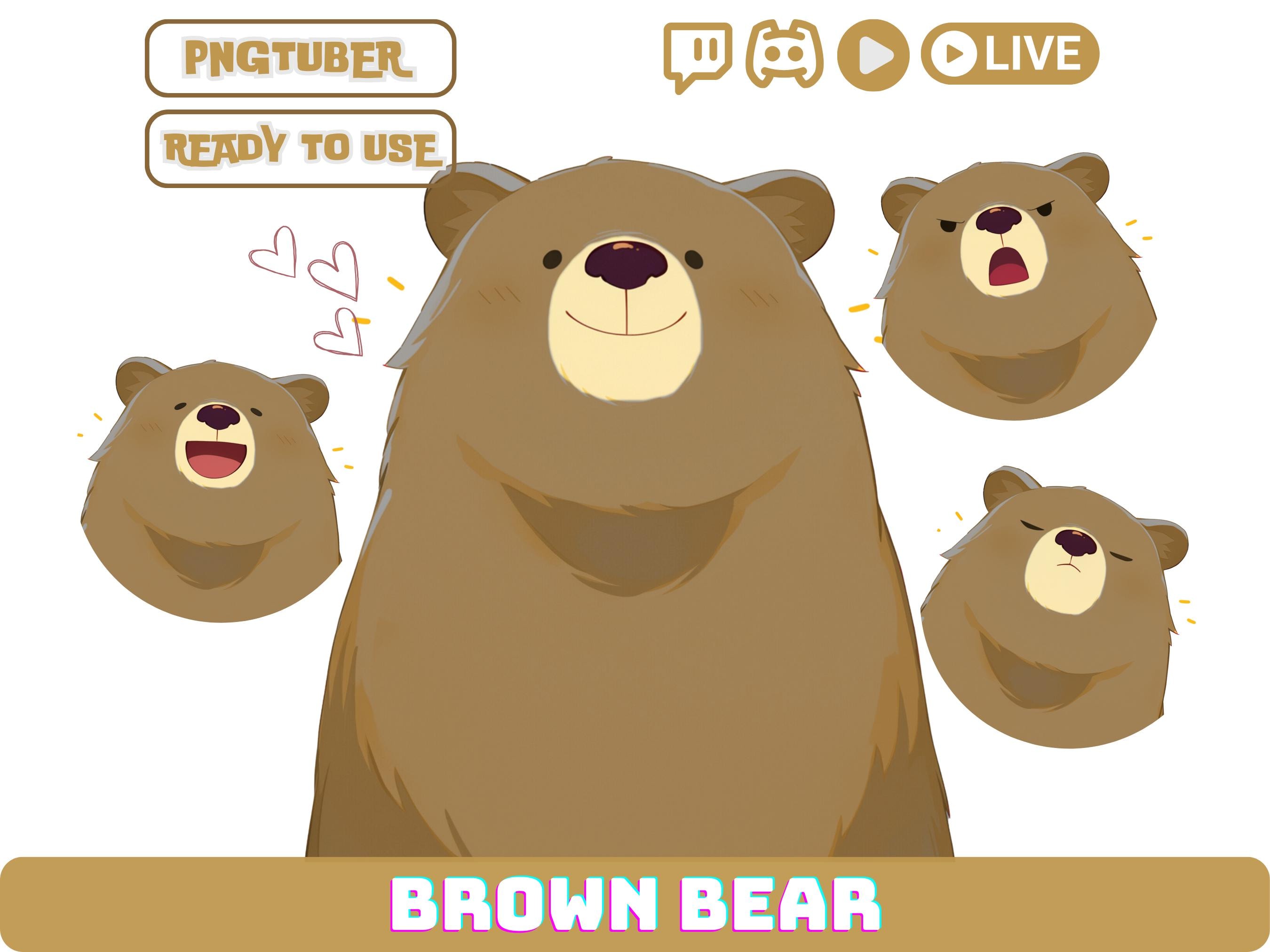 Pngtuber Avatar Anime Bear| Vtuber PNG Model for Twitch & Youtube ...