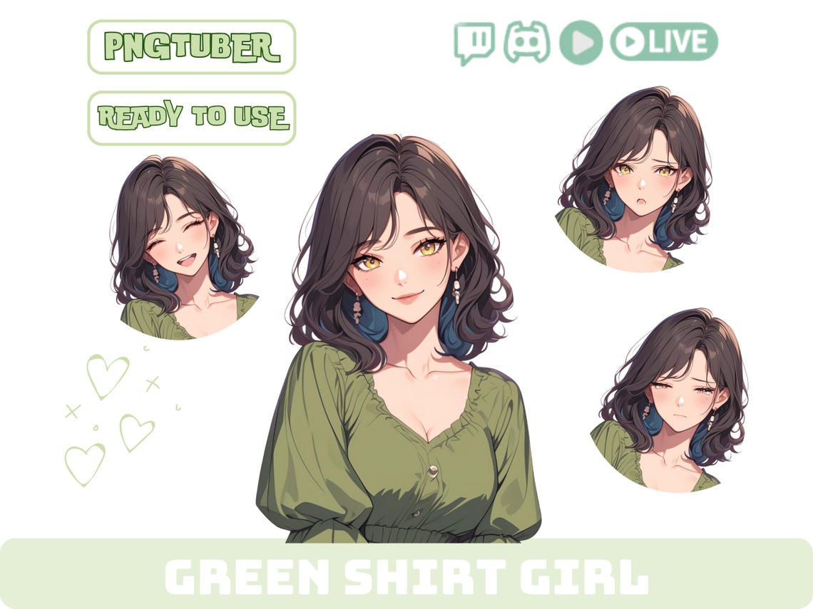 Pngtuber Avatar Anime Girl | Vtuber PNG Model for Twitch & Youtube ...