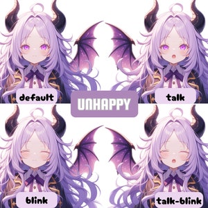 Pngtuber Girl, Purple Demon Girl With Horns, PNG Tuber Streaming Avatar ...