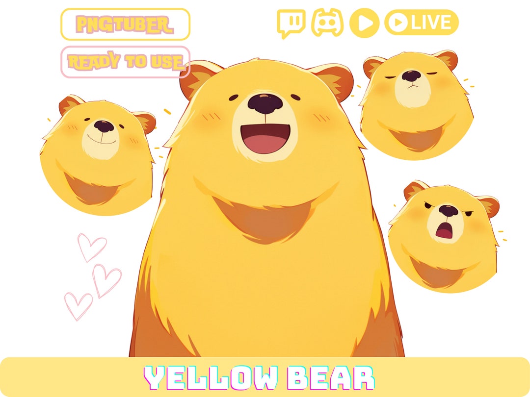 Pngtuber Avatar Anime Bear| Vtuber PNG Model for Twitch & Youtube ...
