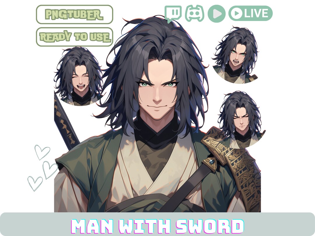 Anime Swordman Pngtuber Avatar: Male Model for Streaming - Etsy