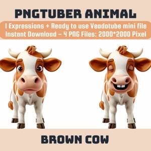 Pngtuber Cow Model, Brown and White Laughing Cow, Kawaii Png Tuber ...
