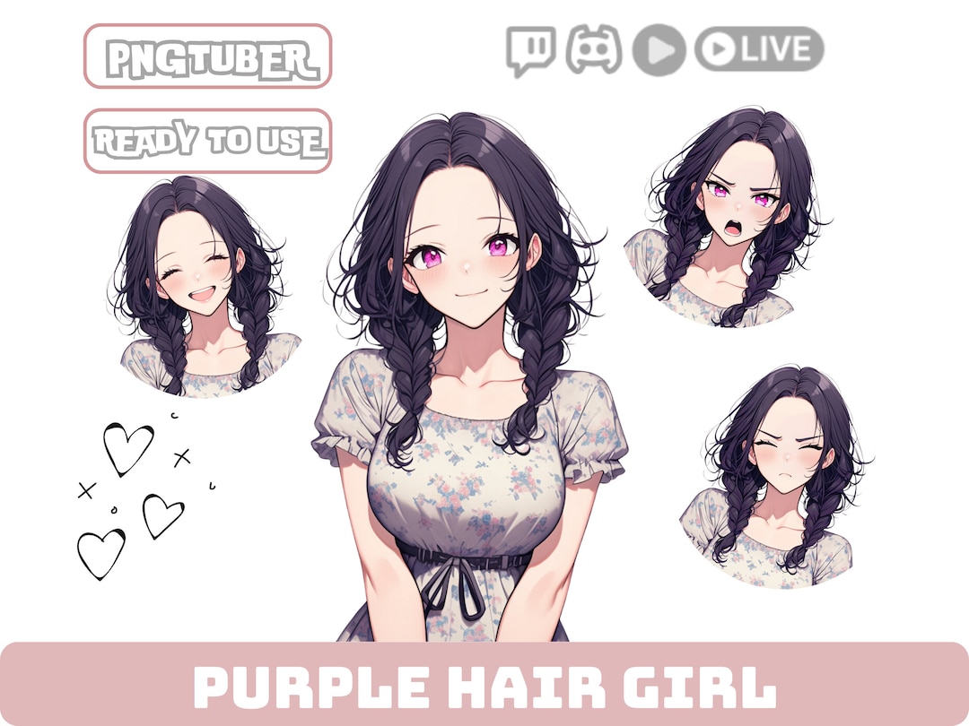 Pngtuber Girl Model Avatar Twitch Overlay OBS Stream Overlay Png Tuber ...