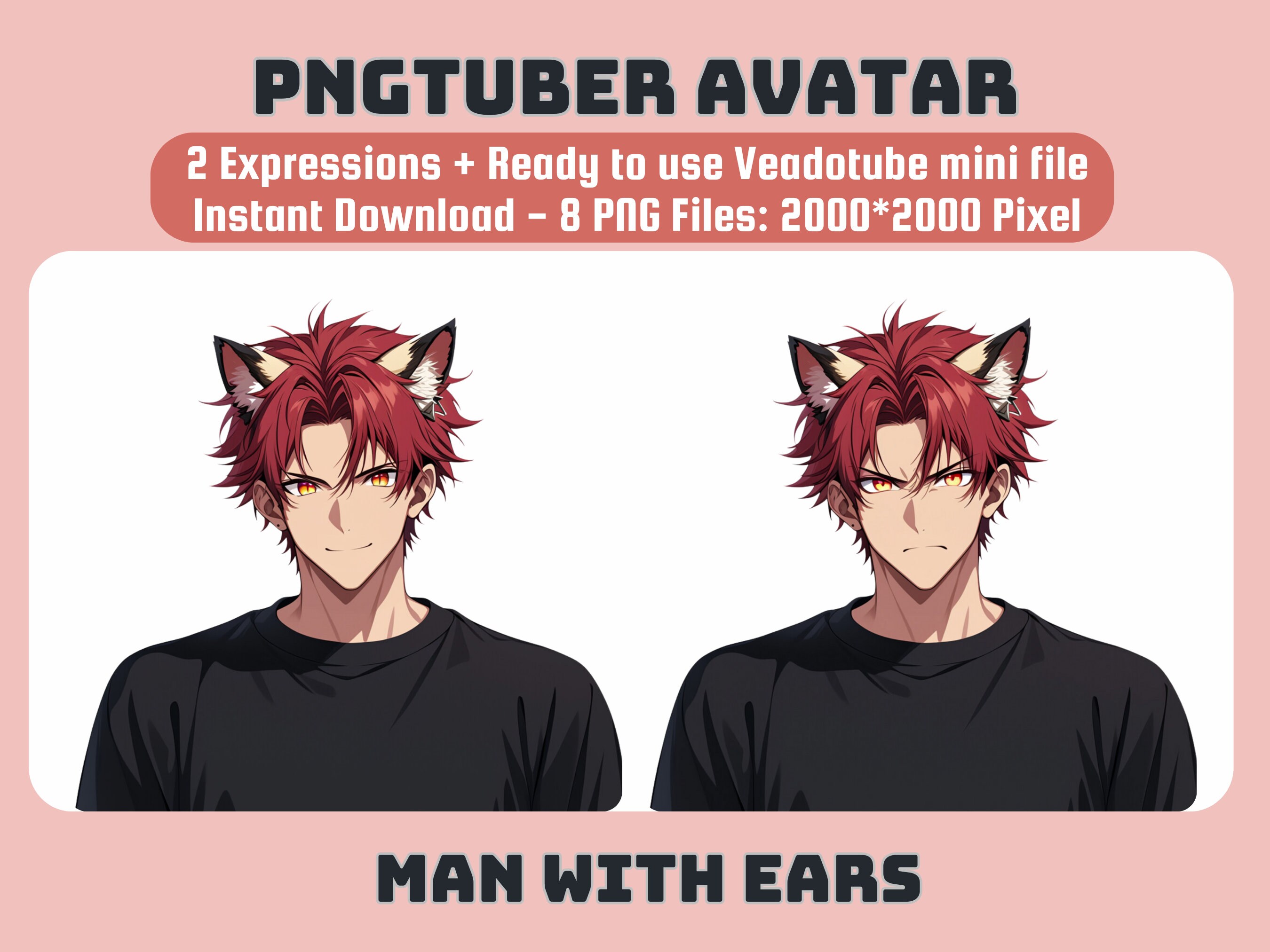 Pngtuber Avatar Anime Male | Vtuber PNG Model for Twitch & Youtube ...