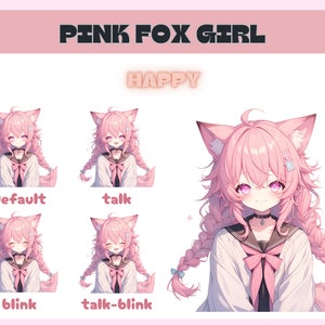 Pngtuber Girl, Pink Fox Girl With Tail, PNG Tuber Streaming Avatar ...