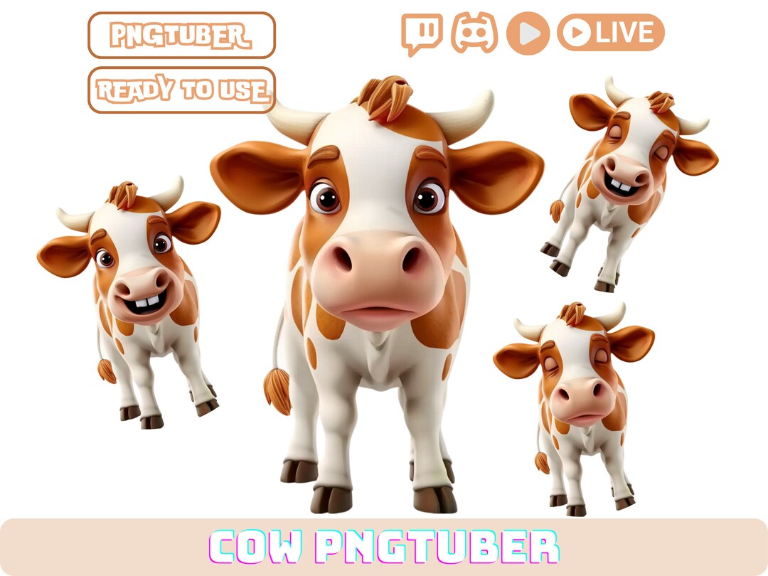 Pngtuber Cow Model, Brown and White Laughing Cow, Kawaii Png Tuber ...