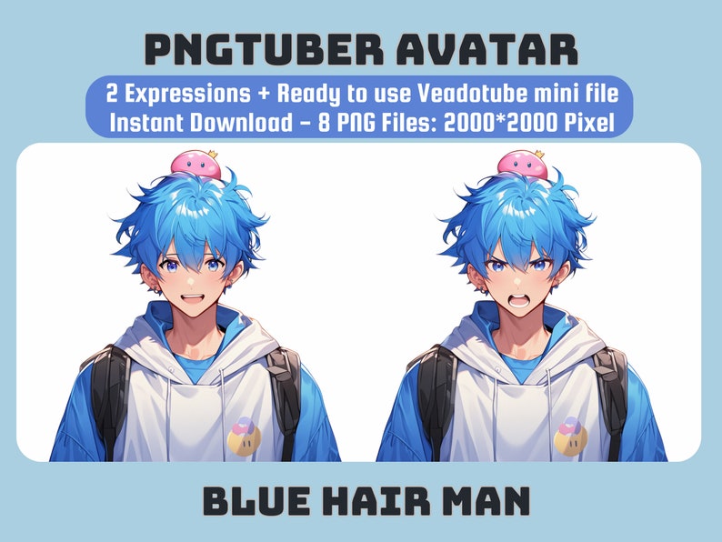 Pngtuber Avatar Anime Male | Vtuber PNG Model for Twitch & Youtube ...