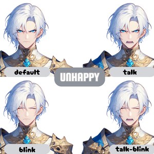 Pngtuber Male Model, Silver Hair Knight, Kawaii Png Tuber Avatar for ...