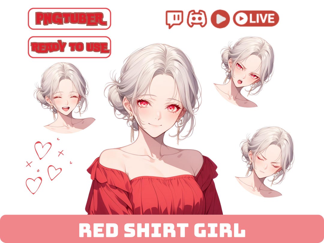 Pngtuber Girl Model Avatar Twitch Overlay OBS Stream Overlay Png Tuber ...