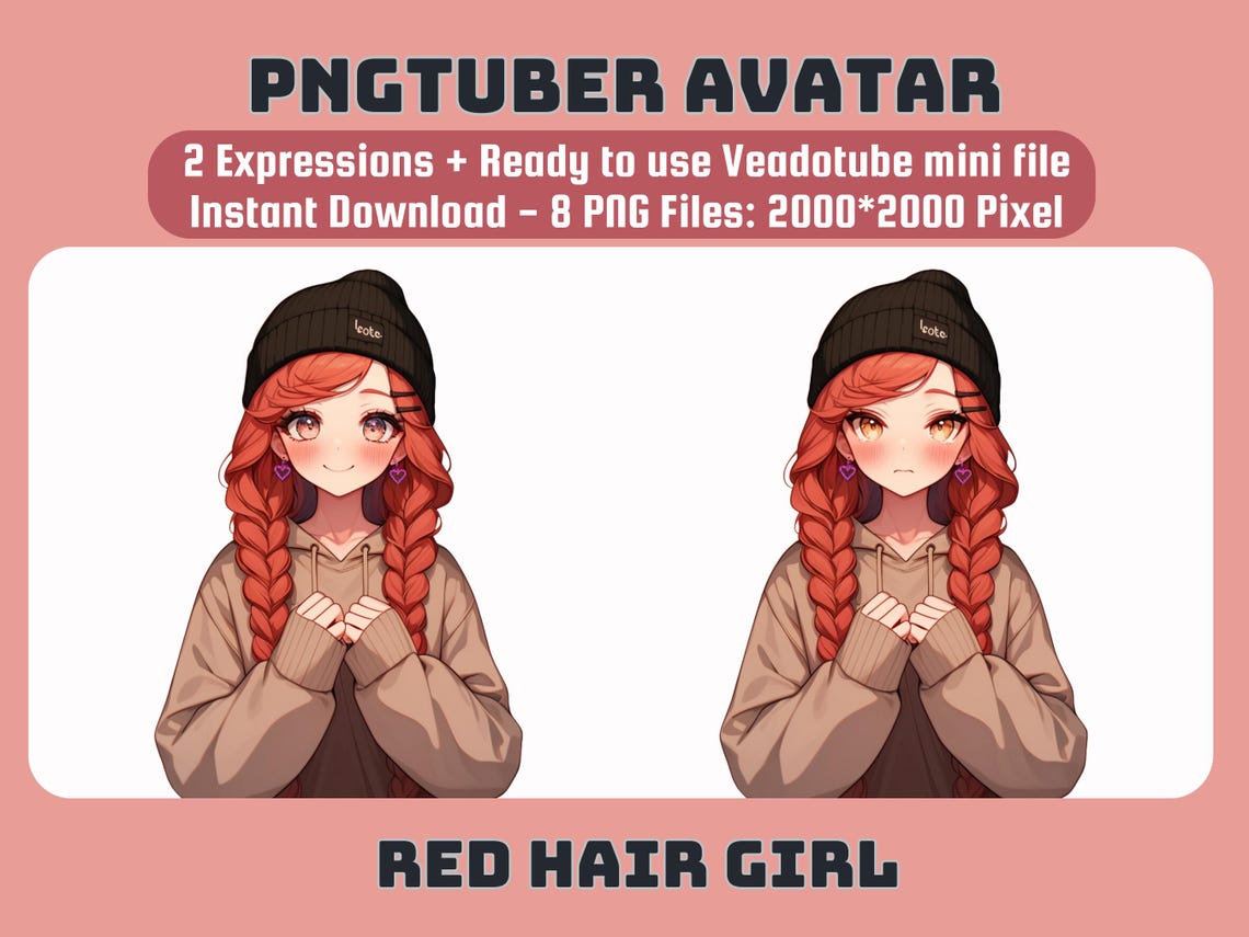 Pngtuber Avatar Anime Girl | Vtuber PNG Model for Twitch & Youtube ...