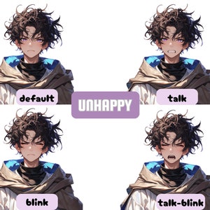 Pngtuber Male Model, Fuzzy Hair Man With Grey Cape, Kawaii Png Tuber ...