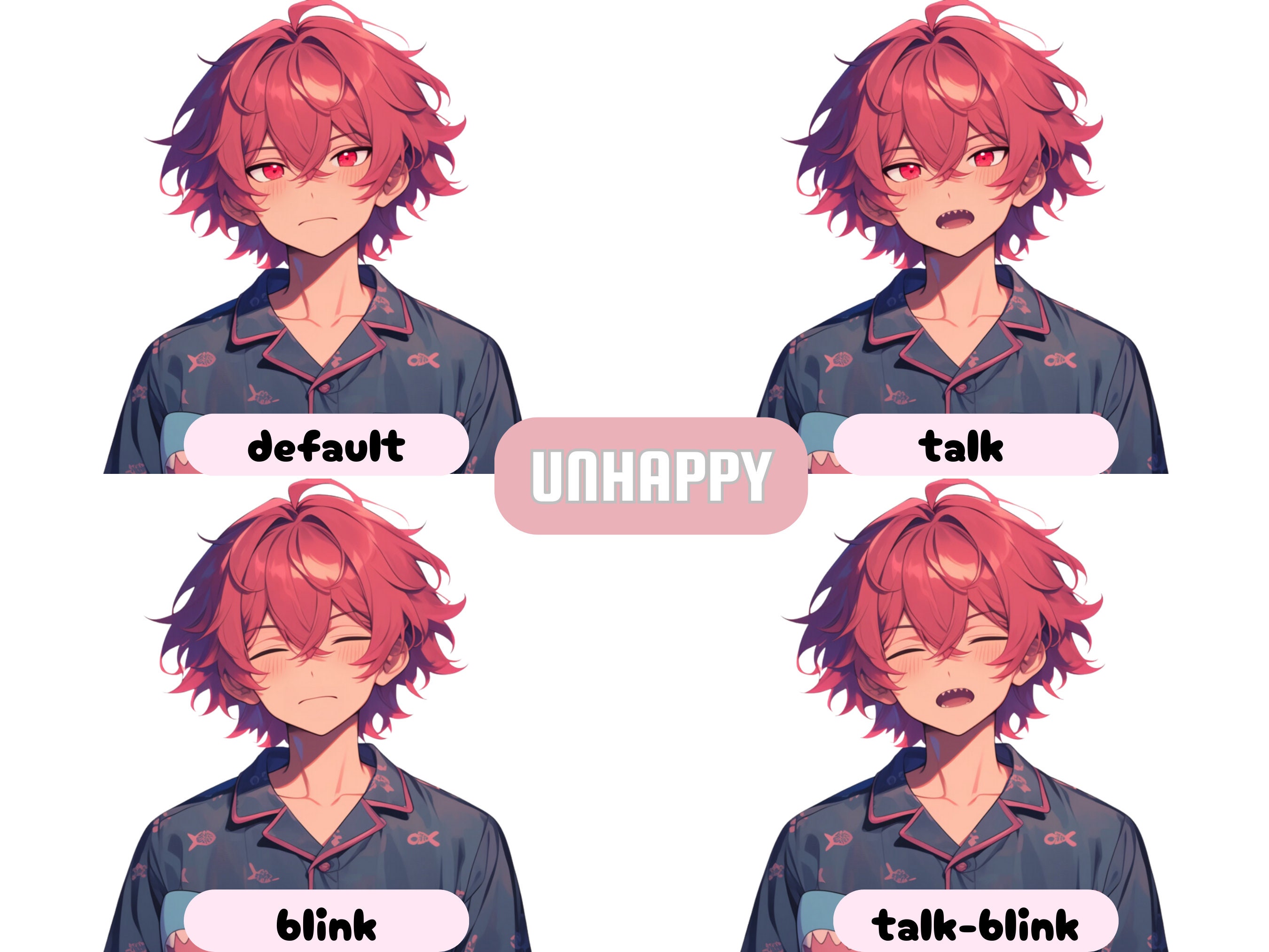 Pngtuber Avatar Anime Male | Vtuber PNG Model for Twitch & Youtube ...