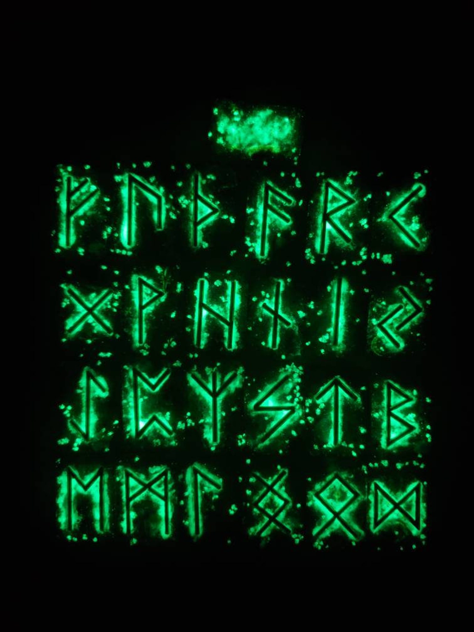 Green Glow in the Dark Resin Futhark Runes Divination | Etsy
