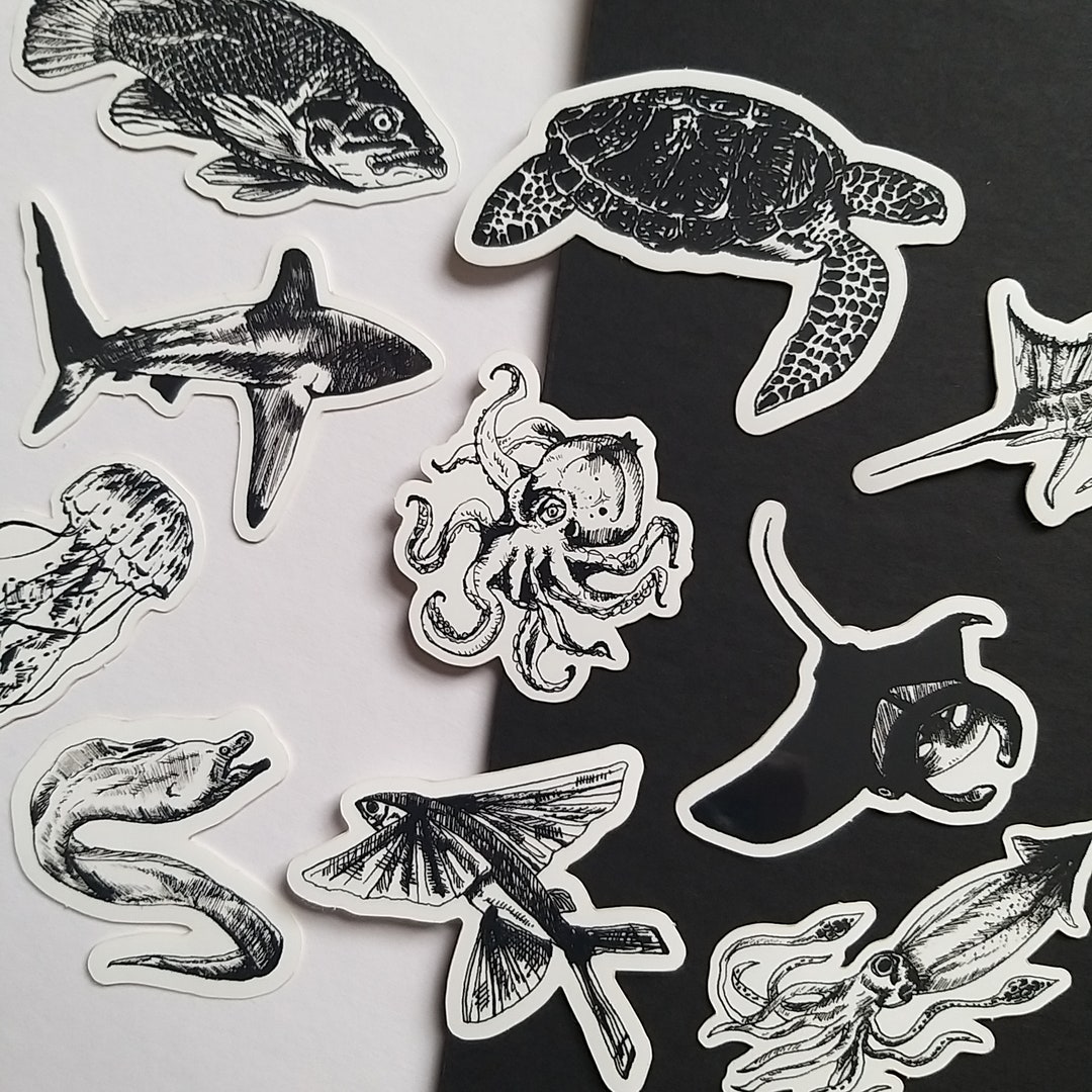Ocean Stickers Set, Marine Life Stickers,sticker Pack, Small Gift ...