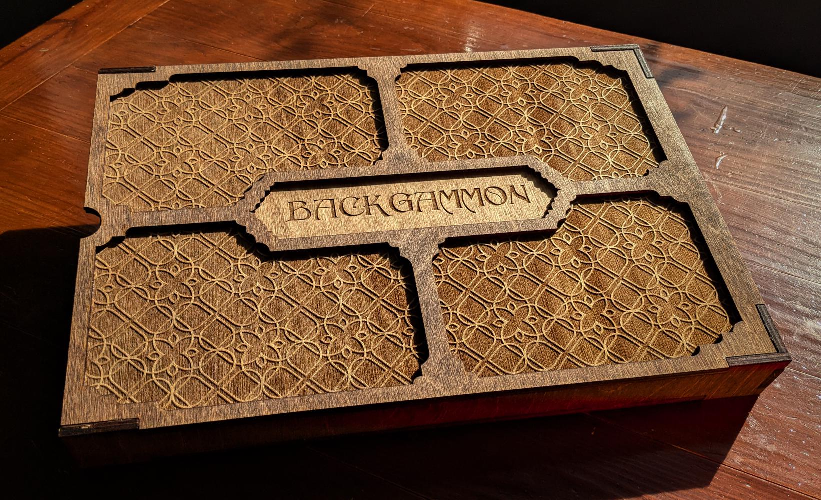 Premium Backgammon Set W/engraved Case | Wooden Lasercut Gold Accent ...