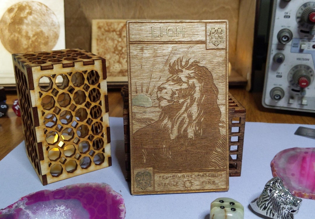 Handmade Wooden Horoscope Card | Woodcraft Vintage Tarot Gold Accent ...